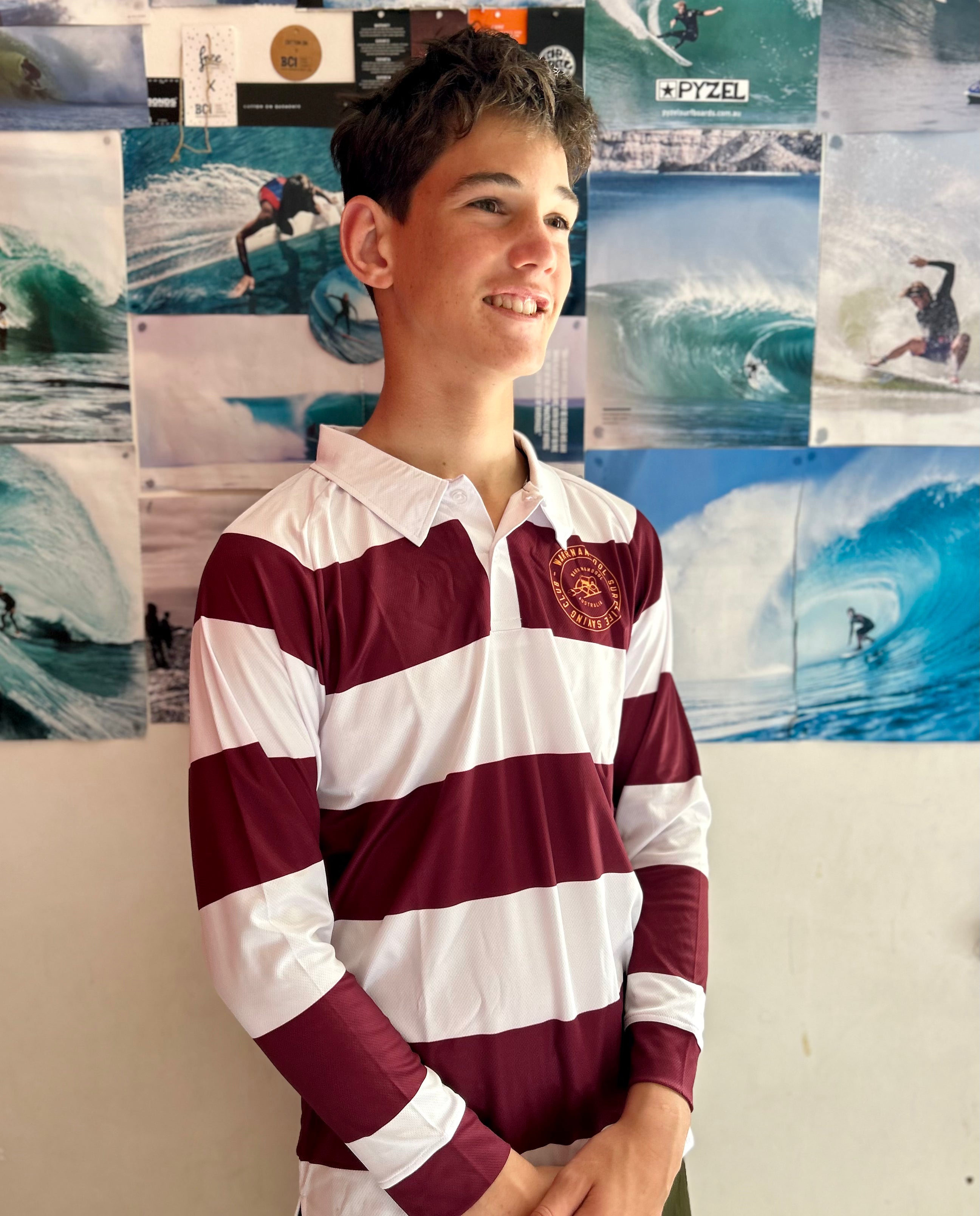 Long sleeve striped polo – Warrnambool Surf Life Saving Club Store